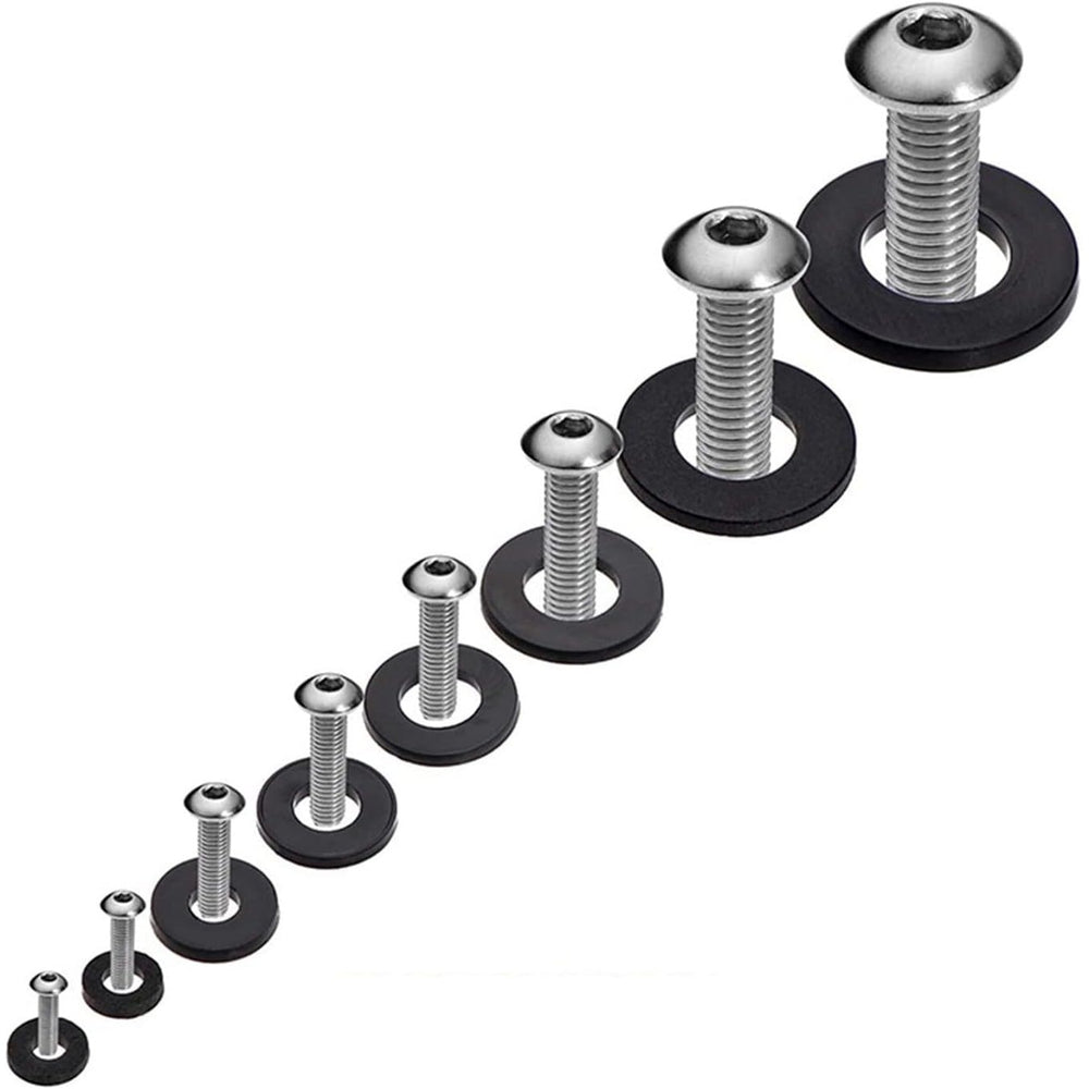 500 Piece Black Nylon Sealing Washer Flat Assortment Kit | 8 Sizes | M ...