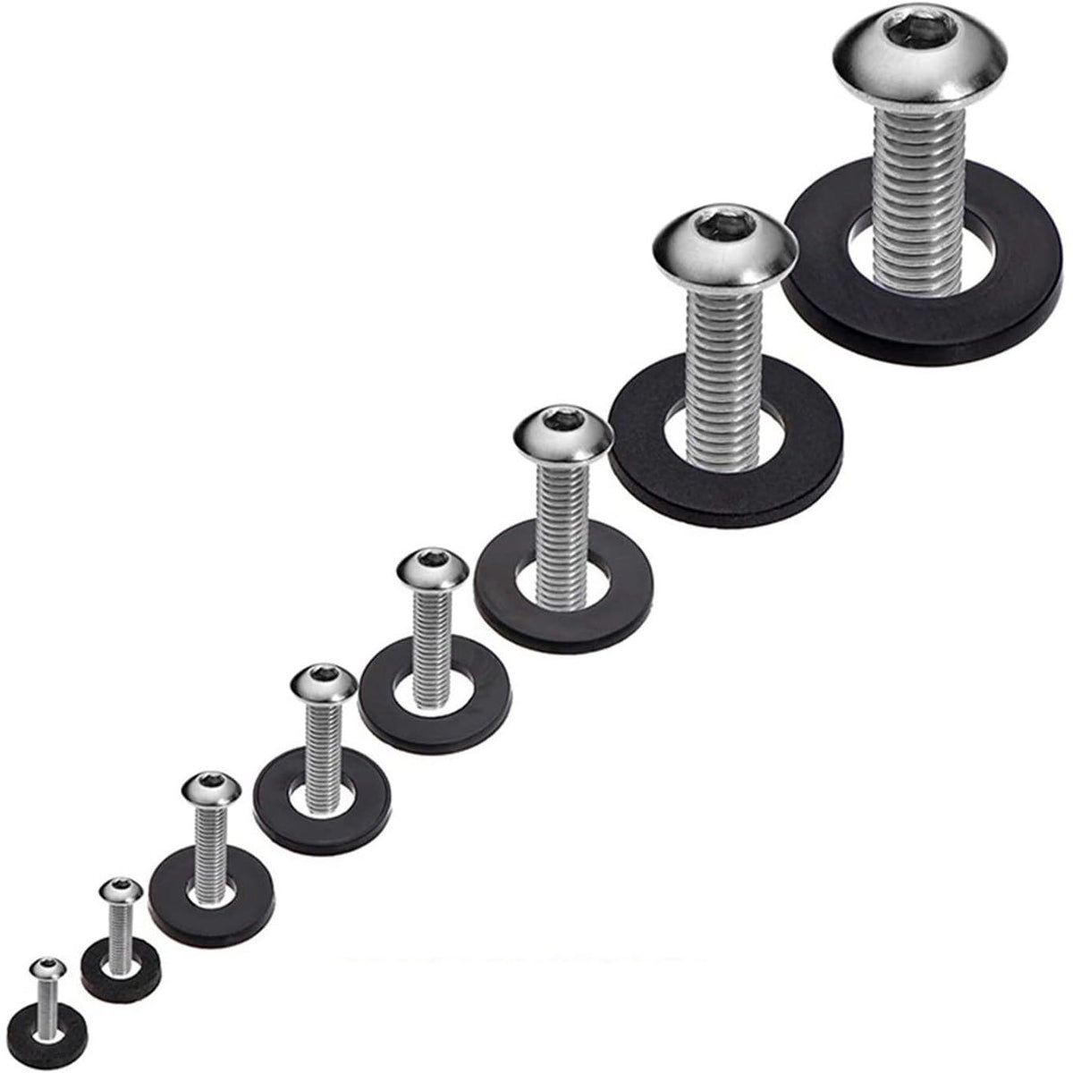 500 Piece Black Nylon Sealing Washer Flat Assortment Kit | 8 Sizes | M2 ...