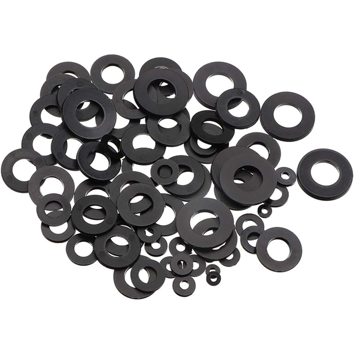 500 Piece Black Nylon Sealing Washer Flat Assortment Kit | 8 Sizes | M2 ...