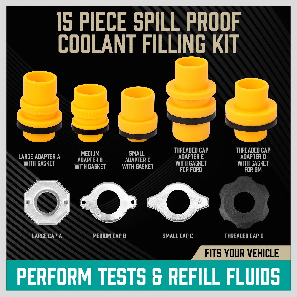 19-Pieces No Spill Coolant Filling Funnel Kit, Spill Proof Radiator ...
