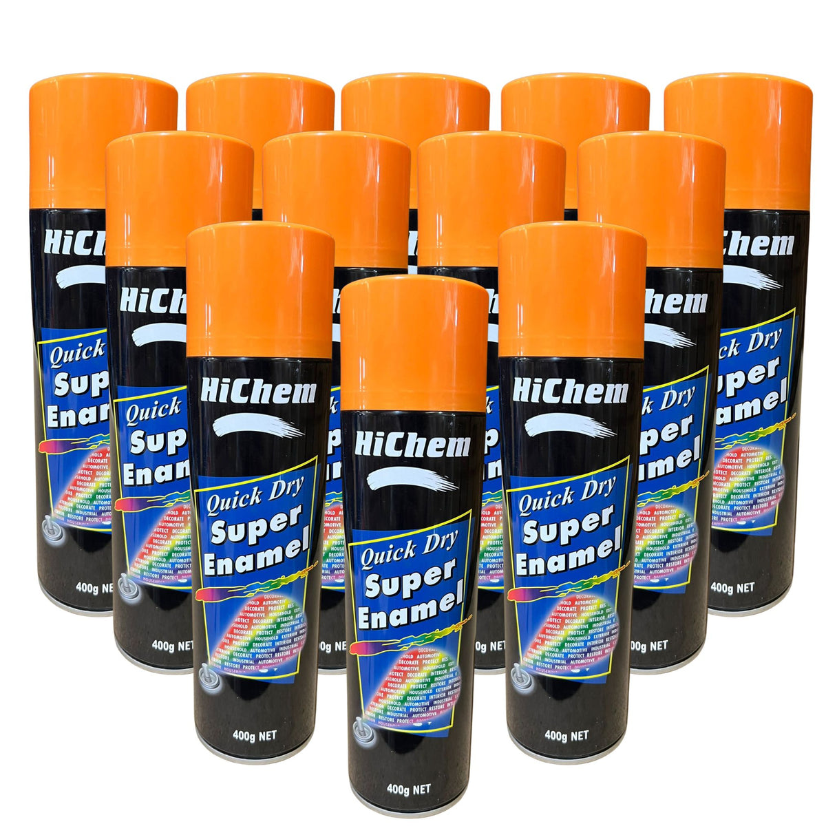 Hichem Quick Dry Super Enamel Spray Paint 12 Cans - Orange | South East ...