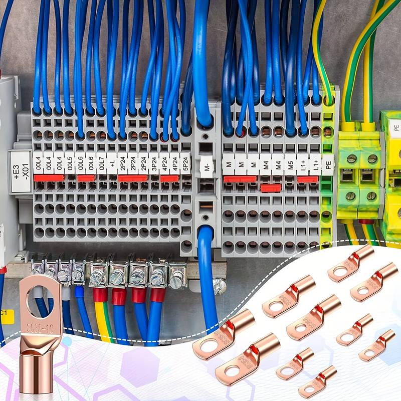 60 Piece Copper Battery Eyelets Tubular SC Ring Terminal Connectors ...