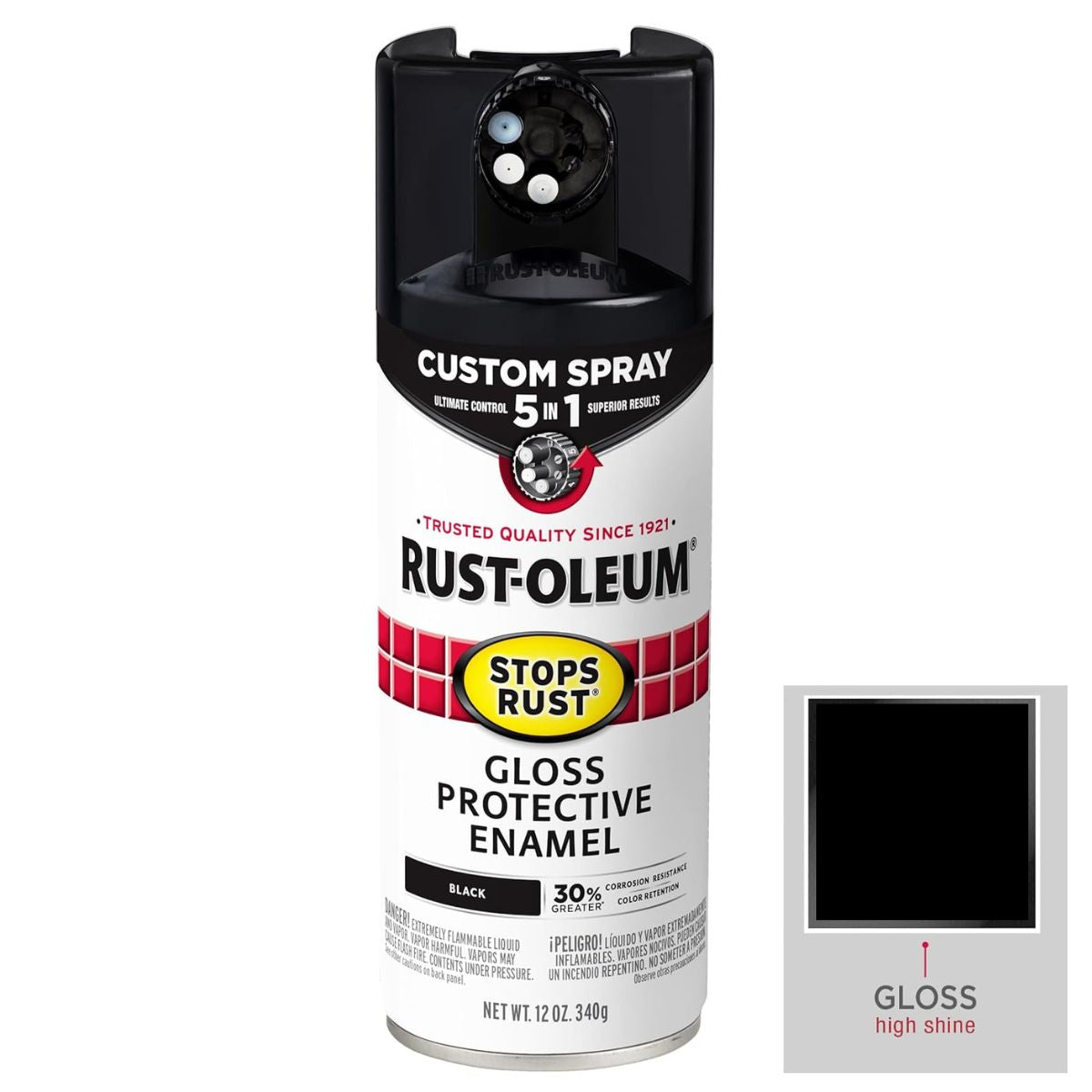 Rust-Oleum 340g Black Stops Rust Custom Spray 5 In 1 Spray Paint | South East Clearance Centre