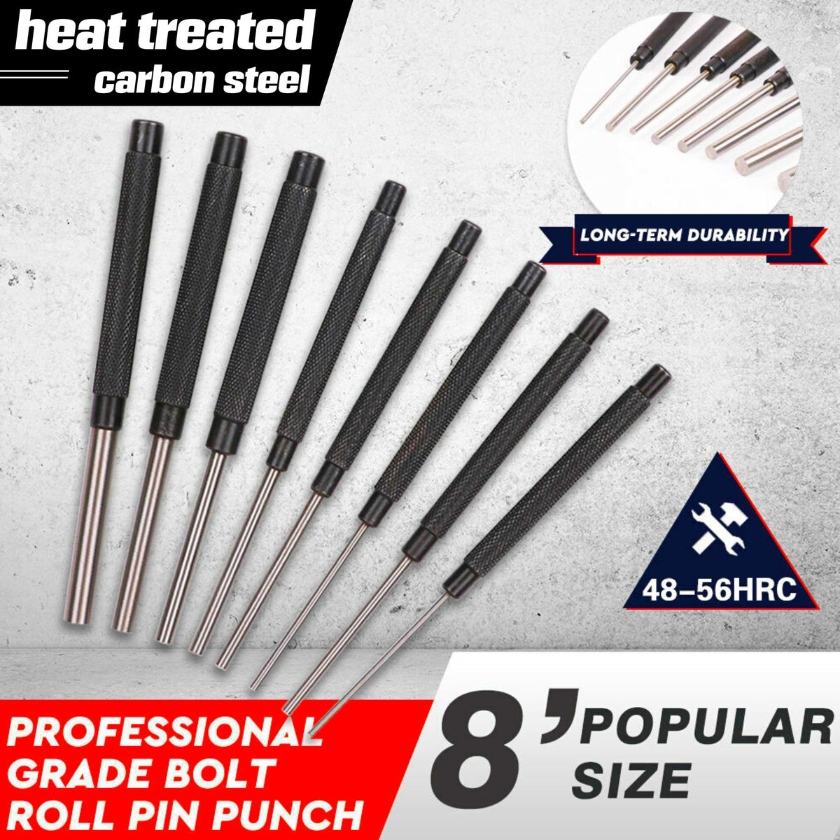 8 Piece Heavy Duty Pin Punch Set | South East Clearance Centre